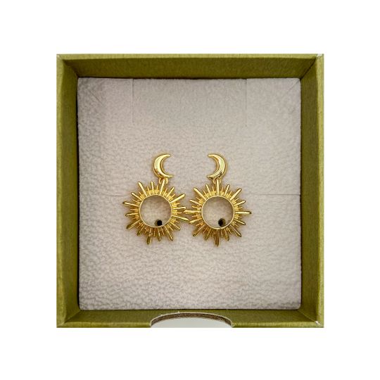 Sunray and Moon Gold-Plated Earrings